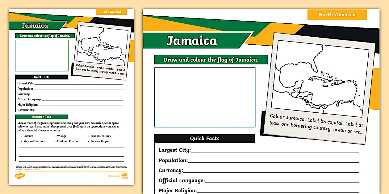 KS2 Jamaica Research Activity - Jamaica - KS2 - Geography
