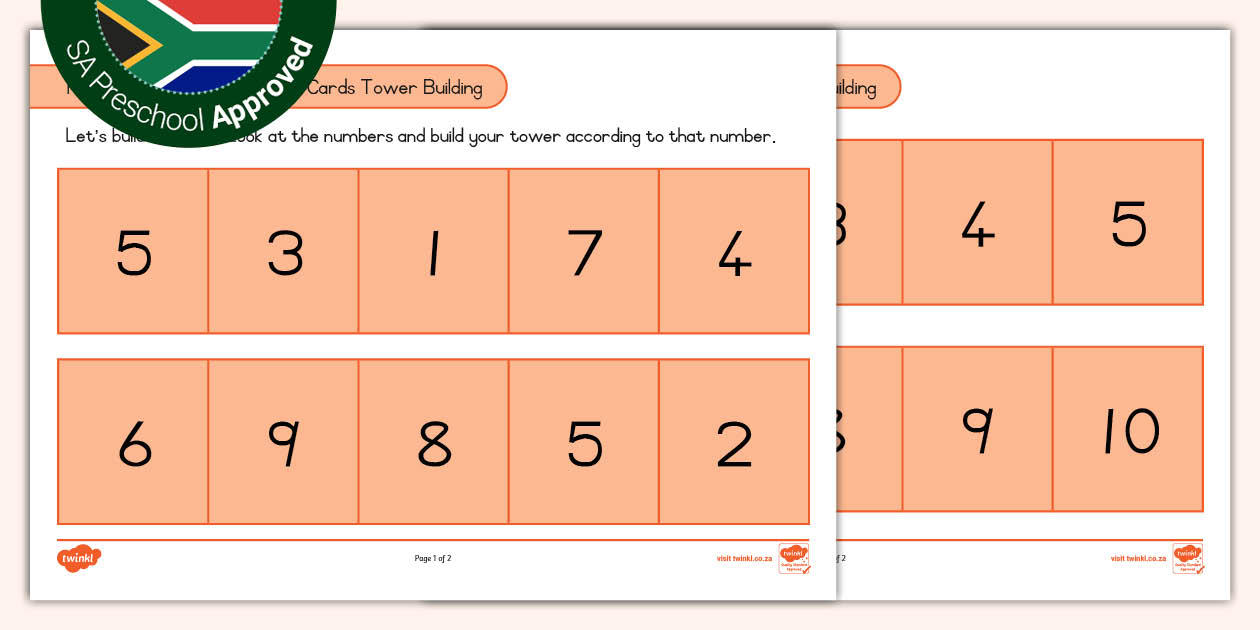 Preschool Numeracy: Brick Building Cards - Twinkl