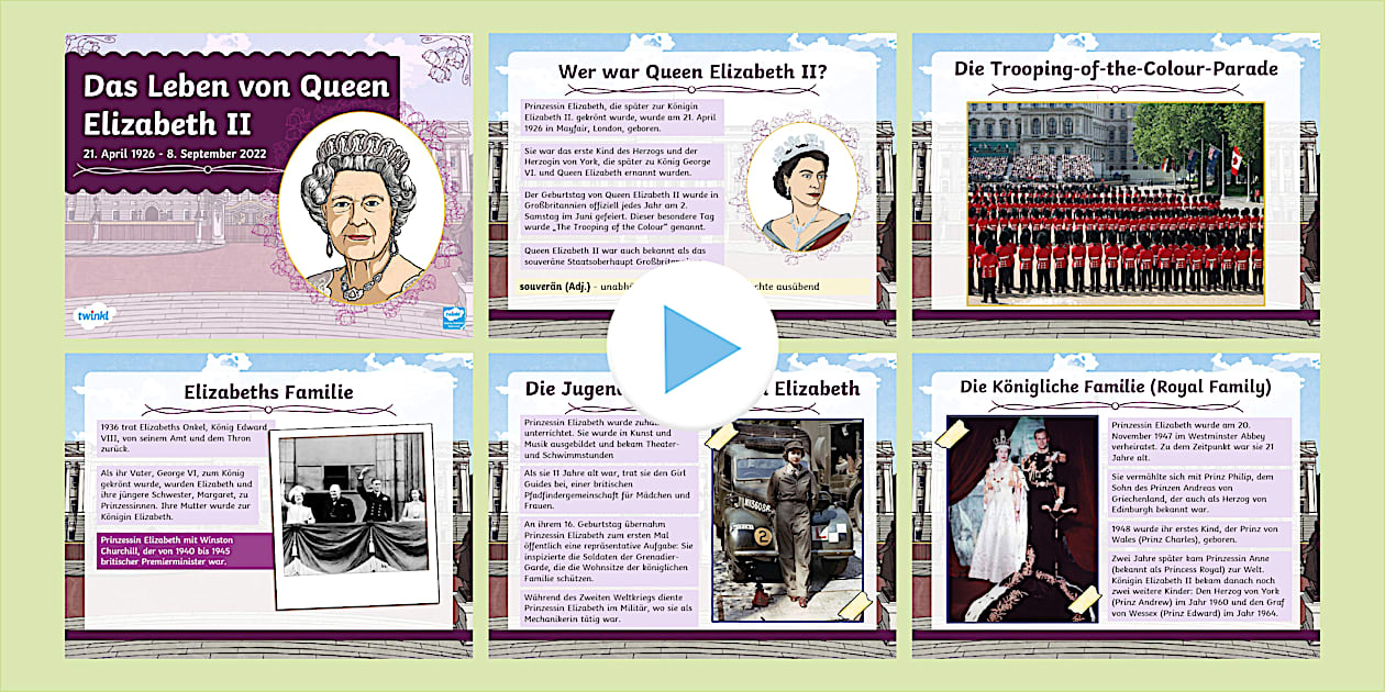 PowerPoint-Präsentation zum Leben und Werk von Queen Elizabeth II