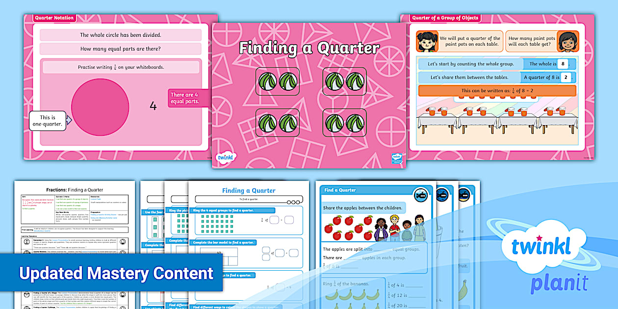👉 Year 2 Fractions Finding a Quarter PlanIt Maths Lesson 5