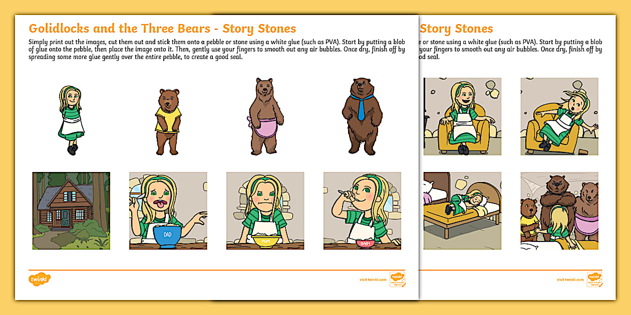 Goldilocks and the Three Bears Story Stone Image Cut-Outs