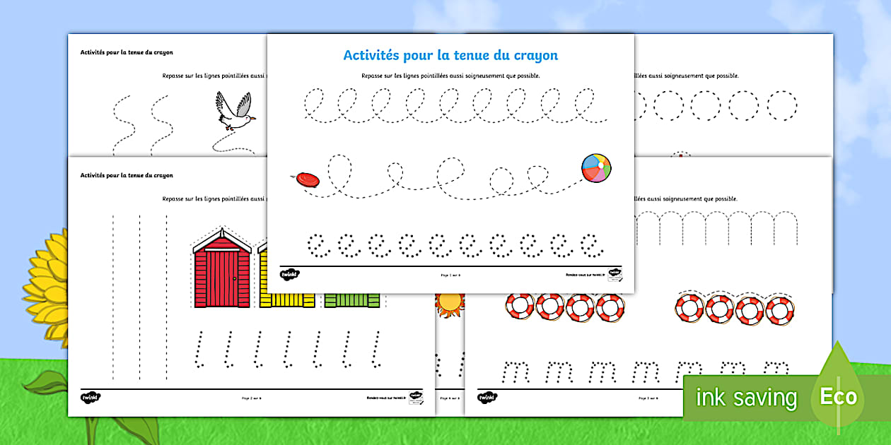 Cursive Activités pour la maîtrise du crayon : L'été