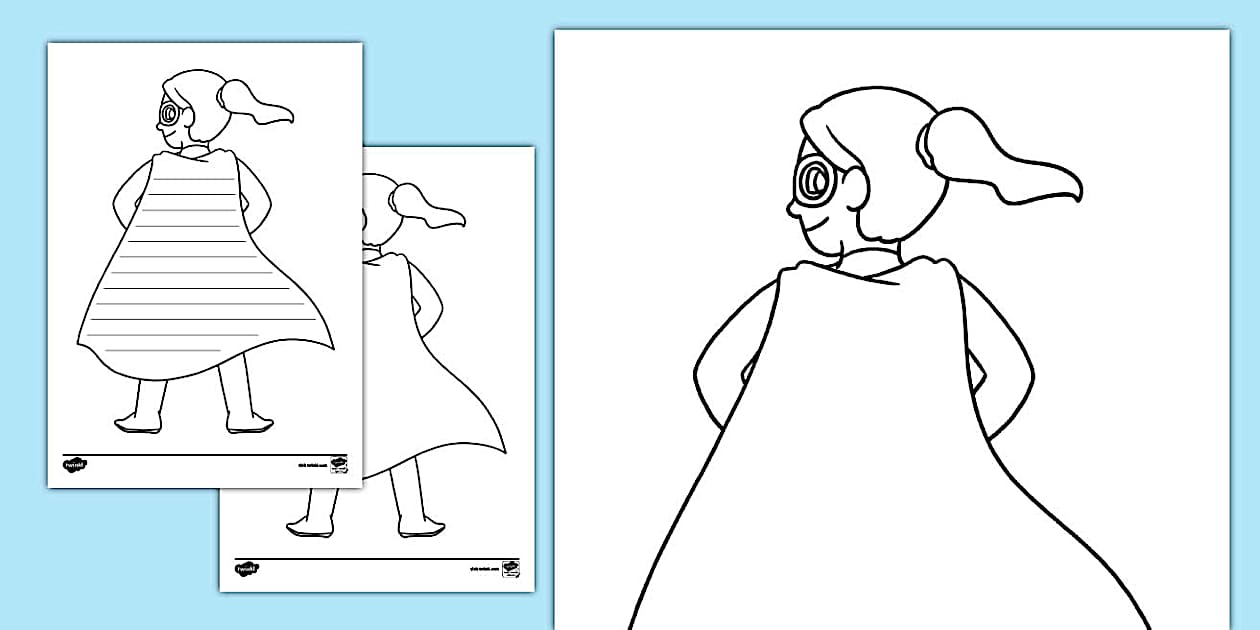 Flying Superhero Writing Template