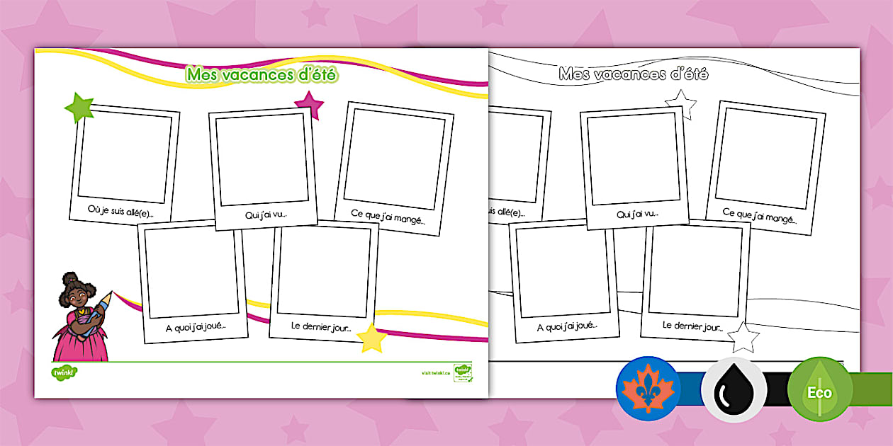 Summer Vacation Snapshots Writing Frame French - Twinkl