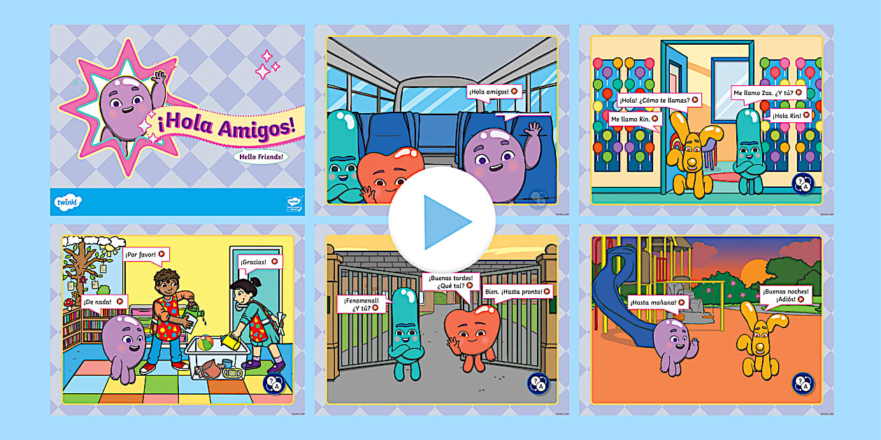 👉 Spanish: Hello Friends! Story PowerPoint - Twinkl