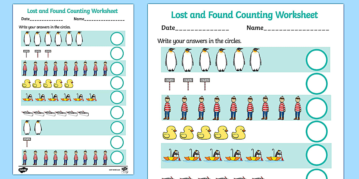 Counting Sheet to Support Teaching on Lost and Found