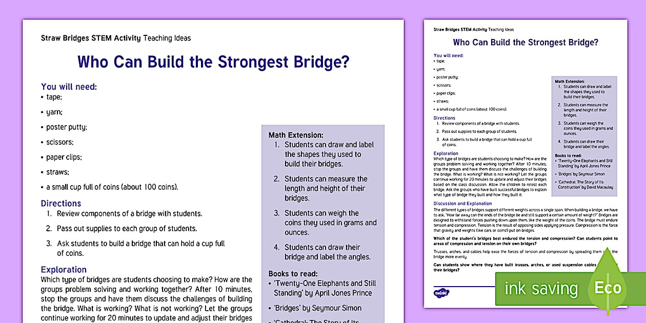 Building Bridges STEAM Activities - Twinkl