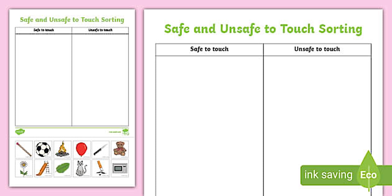 Cursive Safe and Unsafe to Touch Sorting Activity - Twinkl