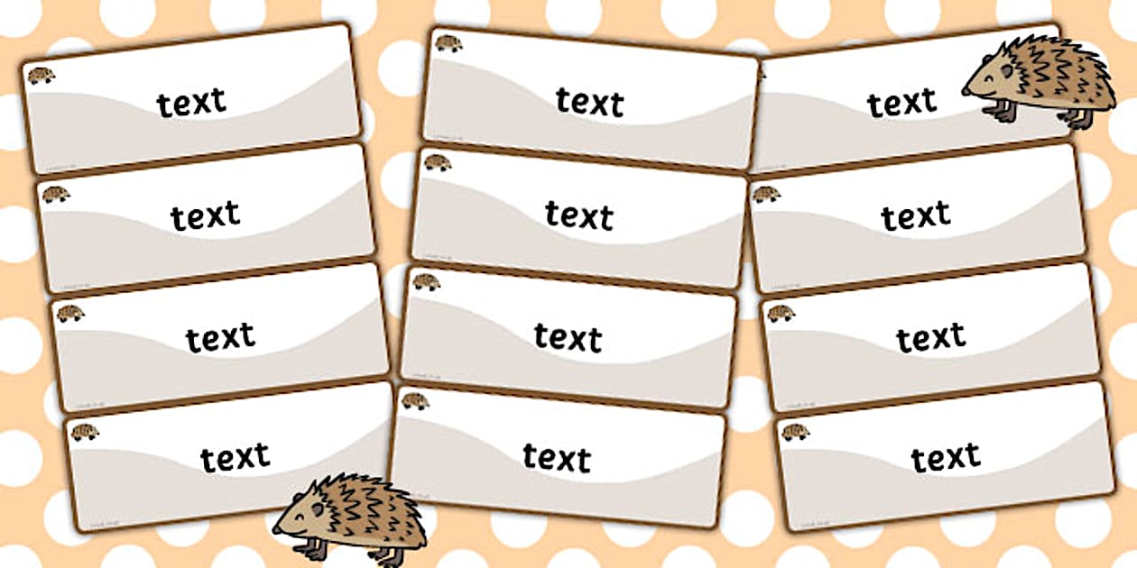 Hedgehog Themed Editable Drawer-Peg-Name Labels (Colourful)
