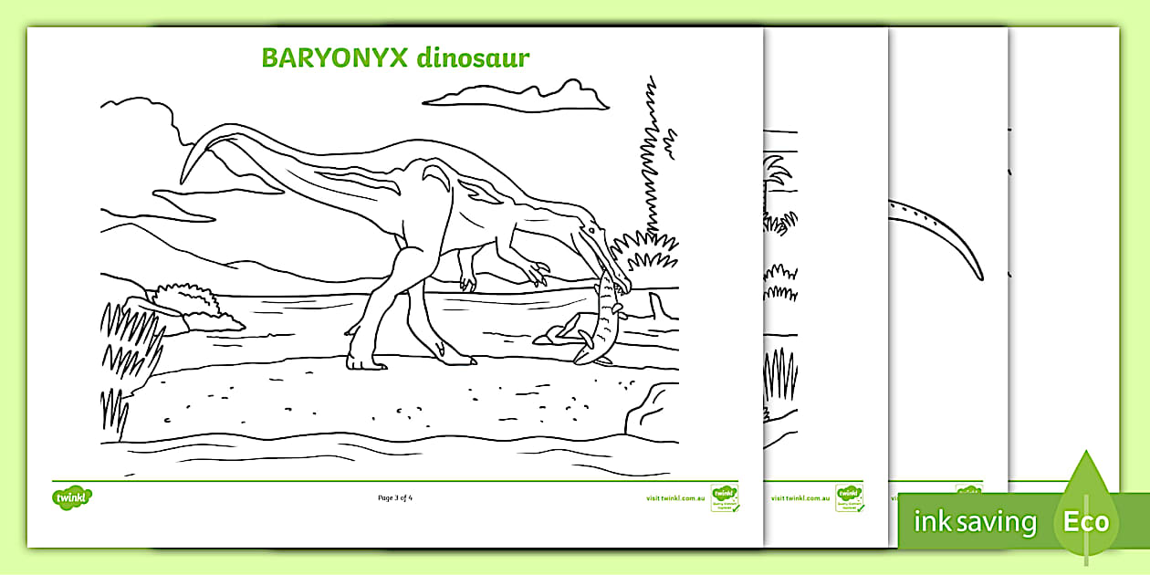 Baryonyx Dinosaur Colouring Pages (teacher made) - Twinkl