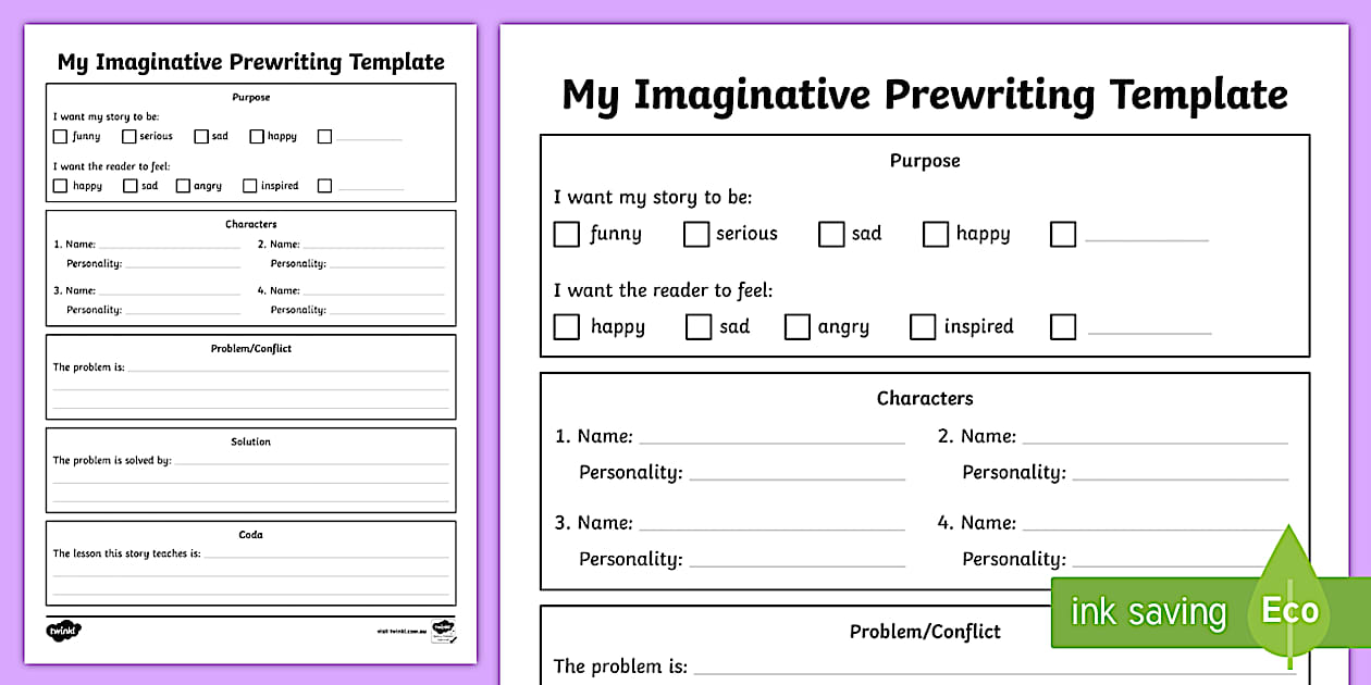 Imaginative Prewriting Structured Writing Template - Twinkl