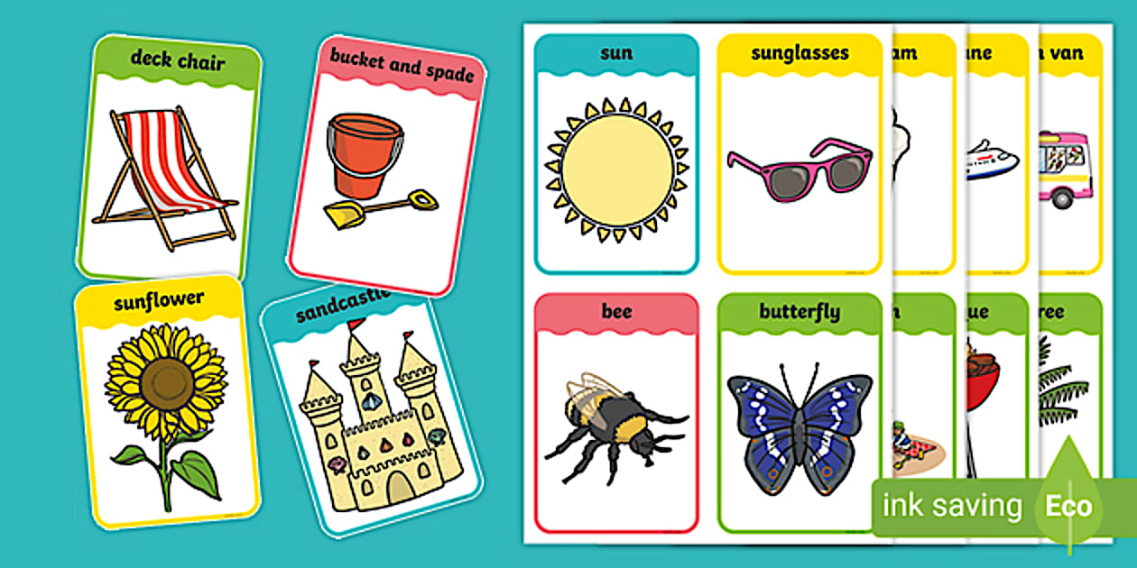 Editable Summer Flashcards (teacher made) - Twinkl