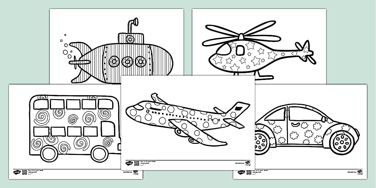 Editable Transport Art Colouring Sheets (teacher made)