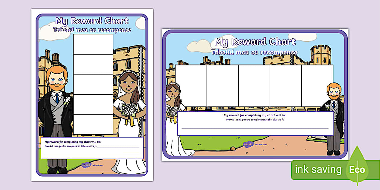 Wedding 5 Frame Sticker Reward Charts - English/Romanian