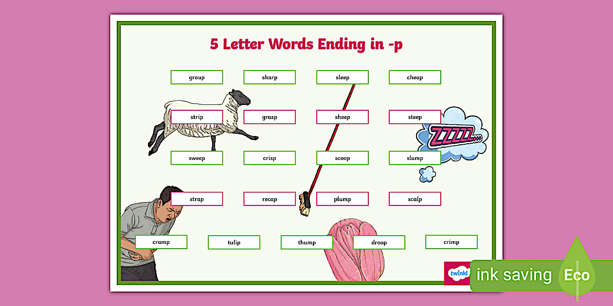 5 Letter Words Ending in -p Word Mat (teacher made) - Twinkl