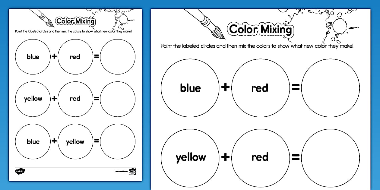 Early Childhood Color Mixing Activity Worksheet - Twinkl