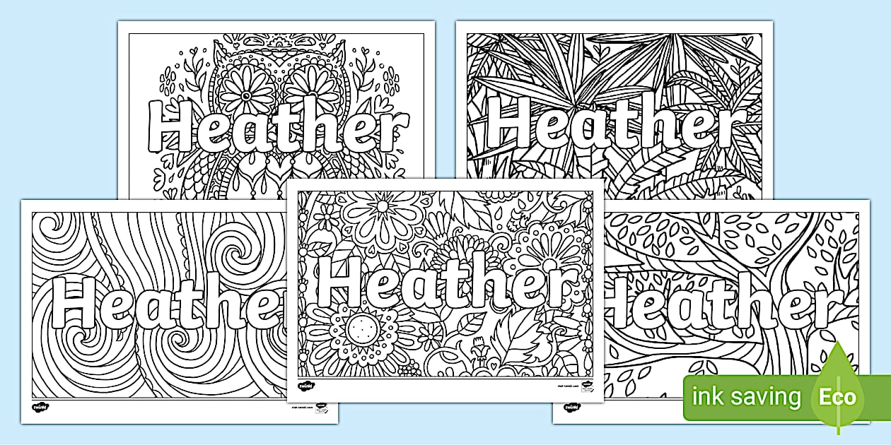 Heather Mindfulness Name Colouring Activity | Twinkl | KS1