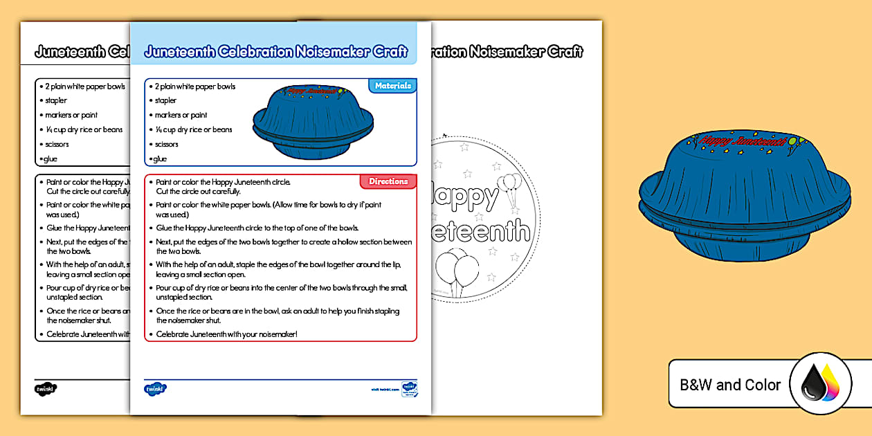 Juneteenth Celebration Noisemaker Craft (Teacher-Made)