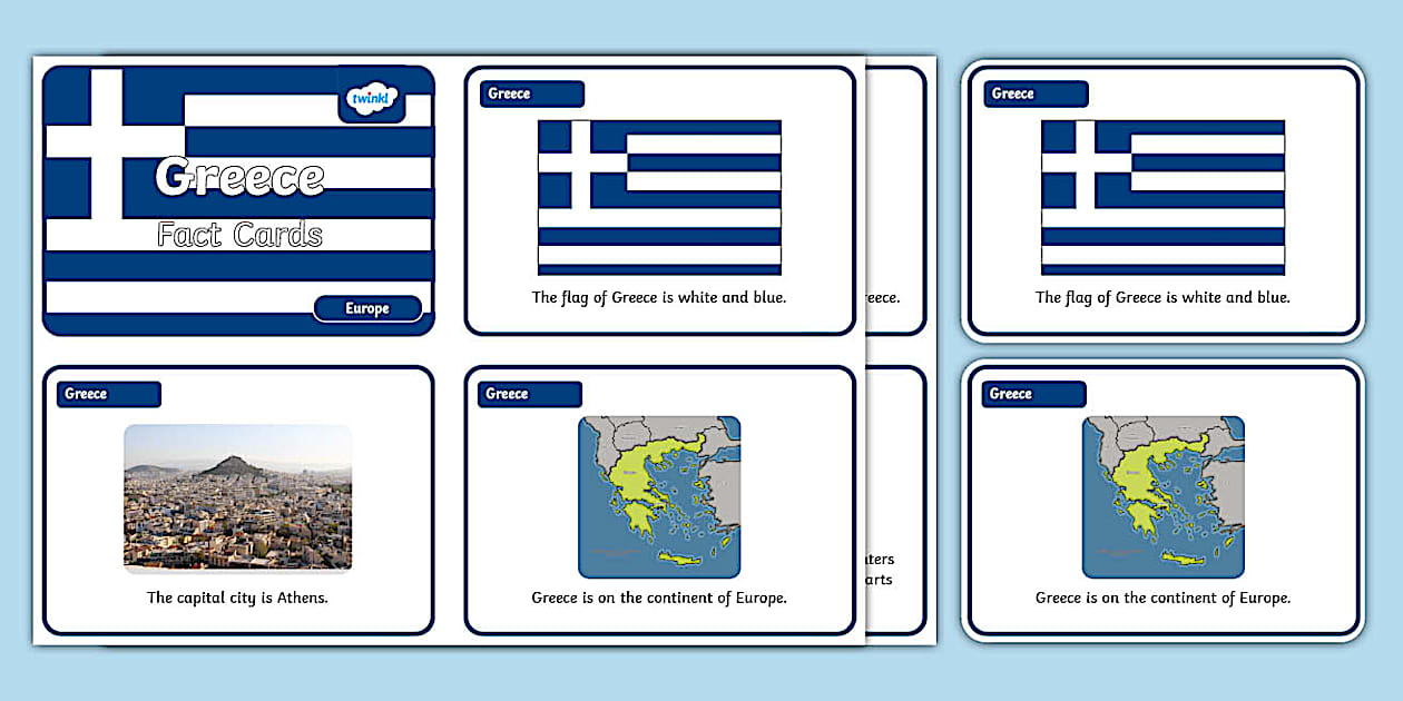 KS1 Greece Fact Cards - Geography - Europe (teacher made)