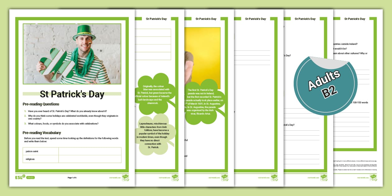 ESL St Patrick's Day Reading Comprehension [Adults, B2]