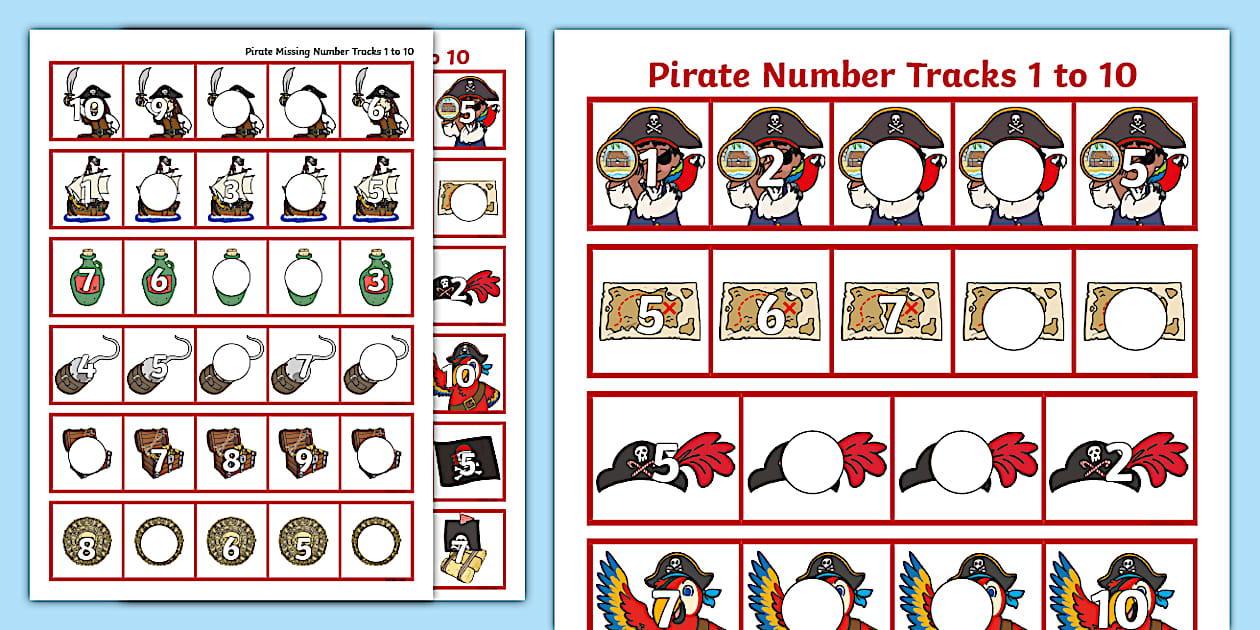 Pirate-Themed Missing Numbers 1 to 10 - Twinkl - KS1