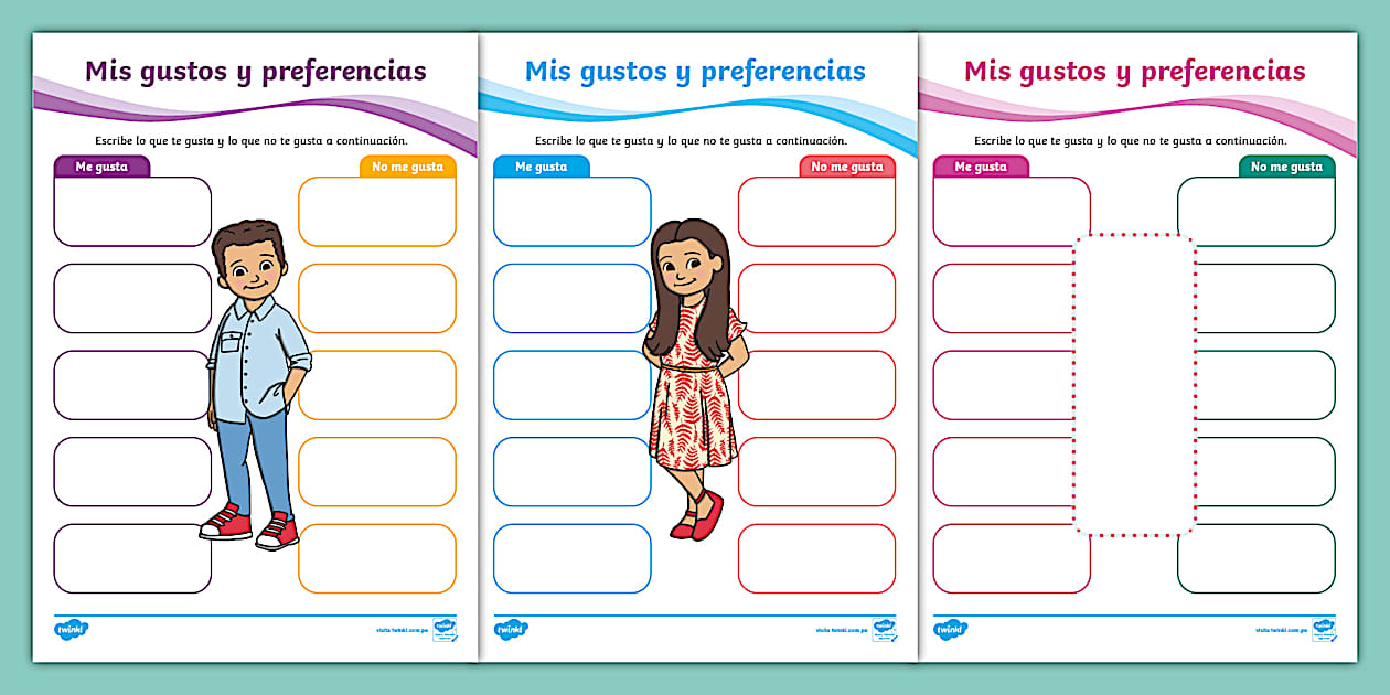 Ficha de actividad: Mis gustos y preferencias | Twinkl