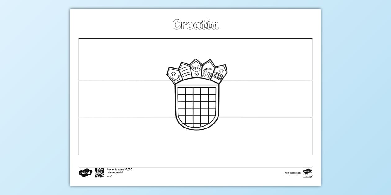 Croatia A4 Colouring Flag (professor feito) - Twinkl