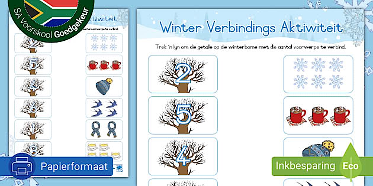Winter Verbindings Aktiwiteitbladsy (Teacher-Made) - Twinkl