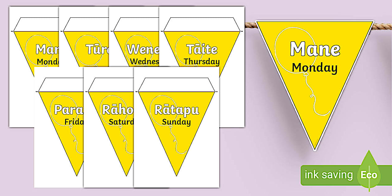 Days of the Week Bunting Te Reo Māori/English - Twinkl