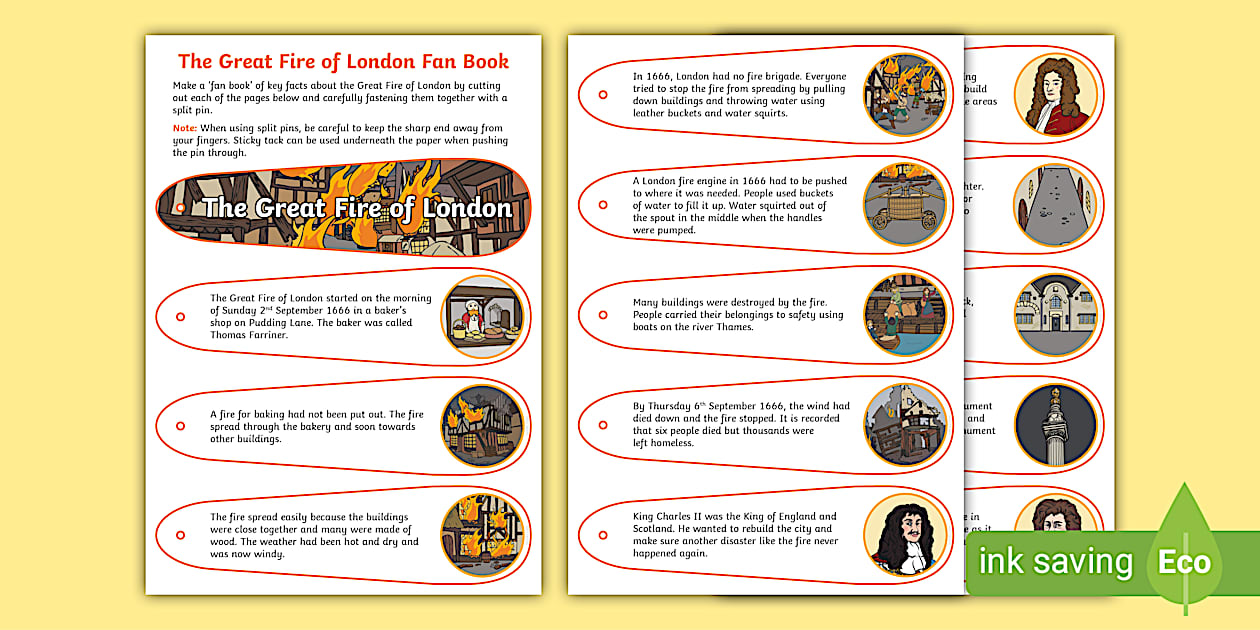 Editable The Great Fire of London Facts Fan Book - Twinkl