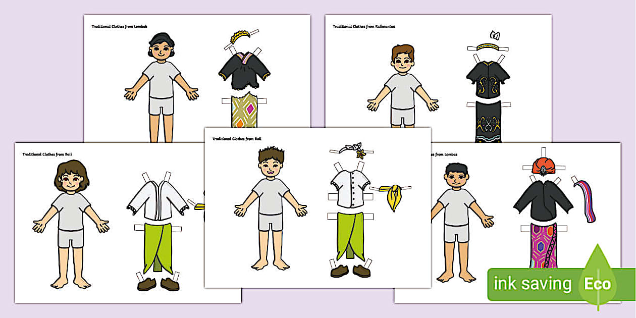 Indonesian Traditional Clothes Paper Dolls Craft Culture