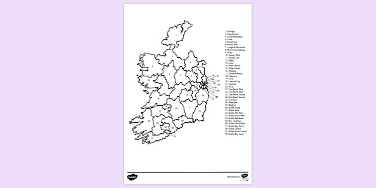 Irish Voting Constituency Map Colouring Sheet (teacher made)