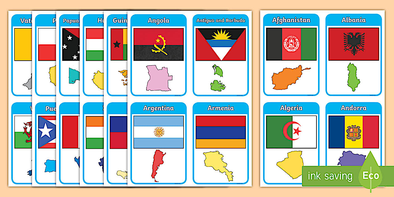 World Maps and Flags Flashcards
