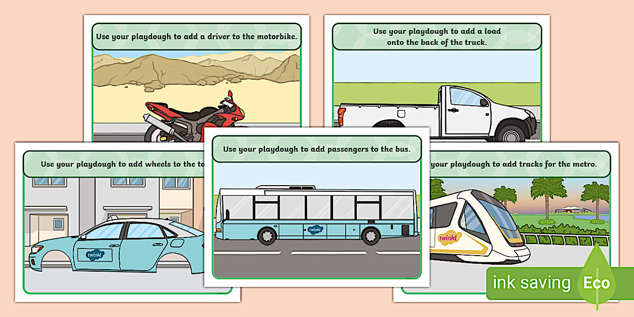 Land Transport Playdough Mats (teacher made) - Twinkl