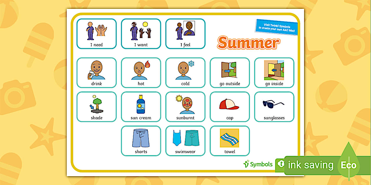 Twinkl Symbols: Summer Communication Mat (teacher made)