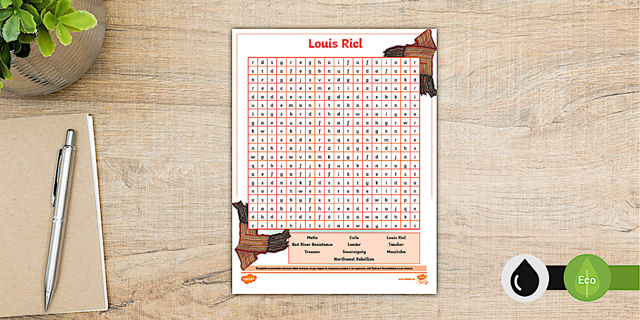 A Louis Riel word search