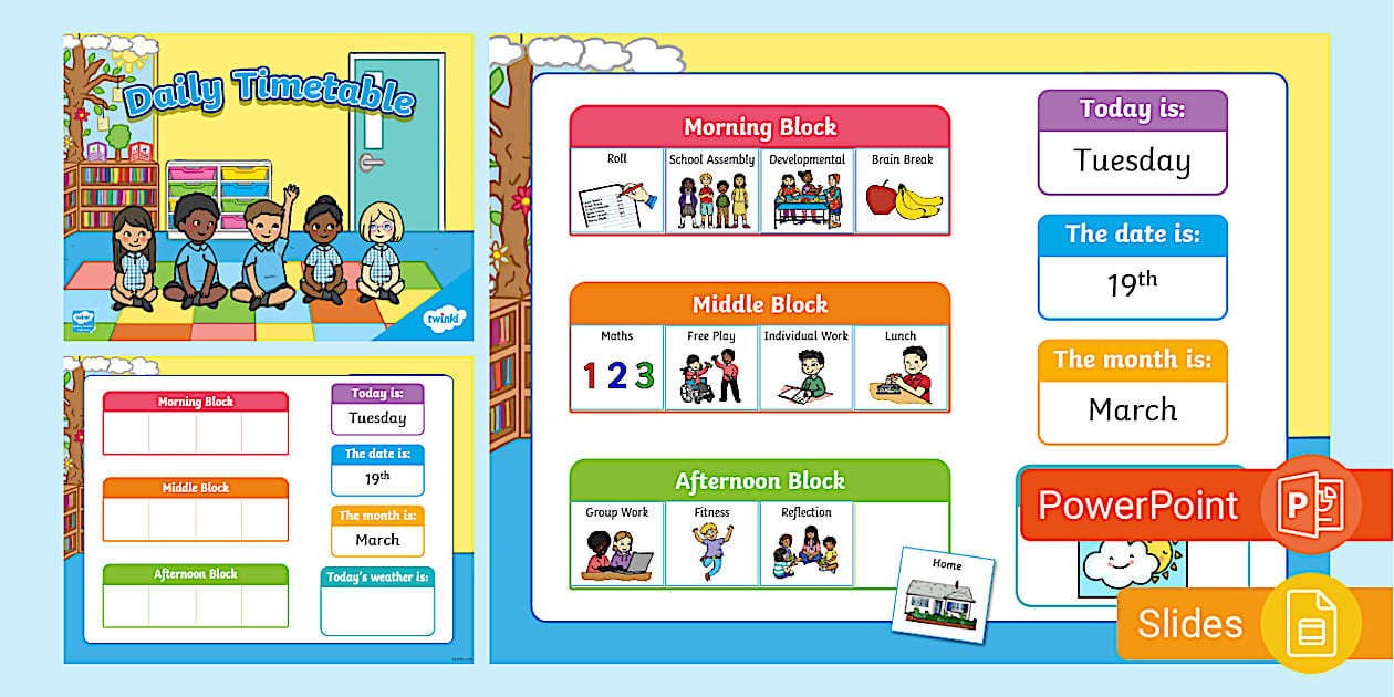 Interactive Daily Timetable PowerPoint and Google Slides