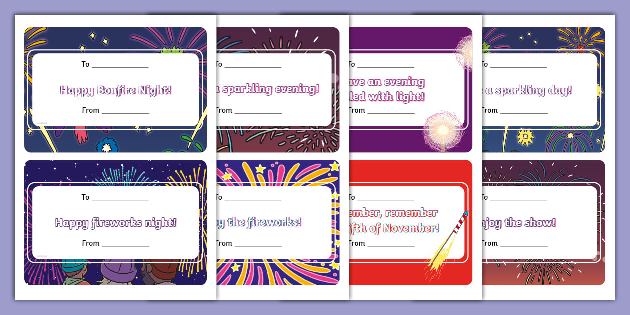 Fireworks Card Inserts - Bonfire Night and Diwali - Twinkl