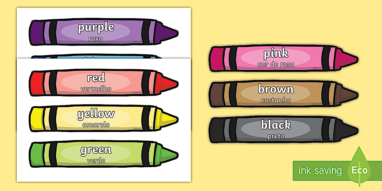 Colour Words on Crayons English/Portuguese (teacher made)