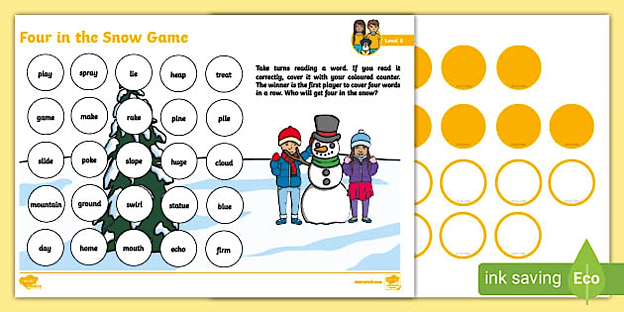 Level 5 Phonics Four in the Snow Game (teacher made)