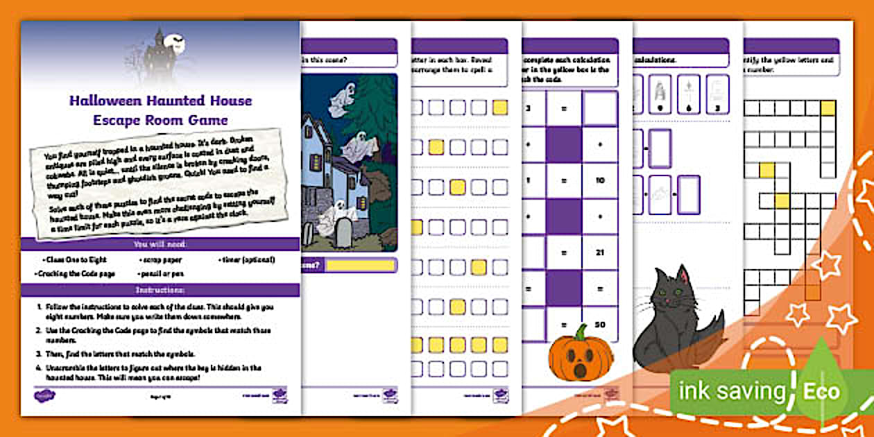 Haunted House Halloween Printable Escape Room Game | KS1
