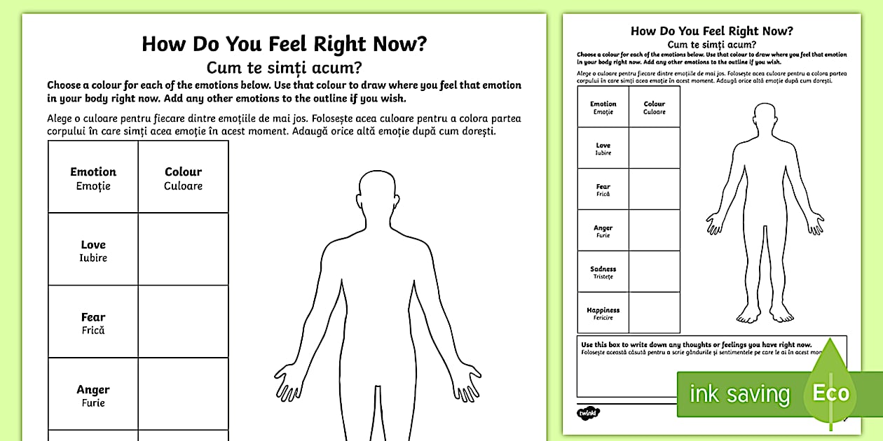 Mindful Me: How Do You Feel Right Now? Worksheet / Worksheet Romanian ...