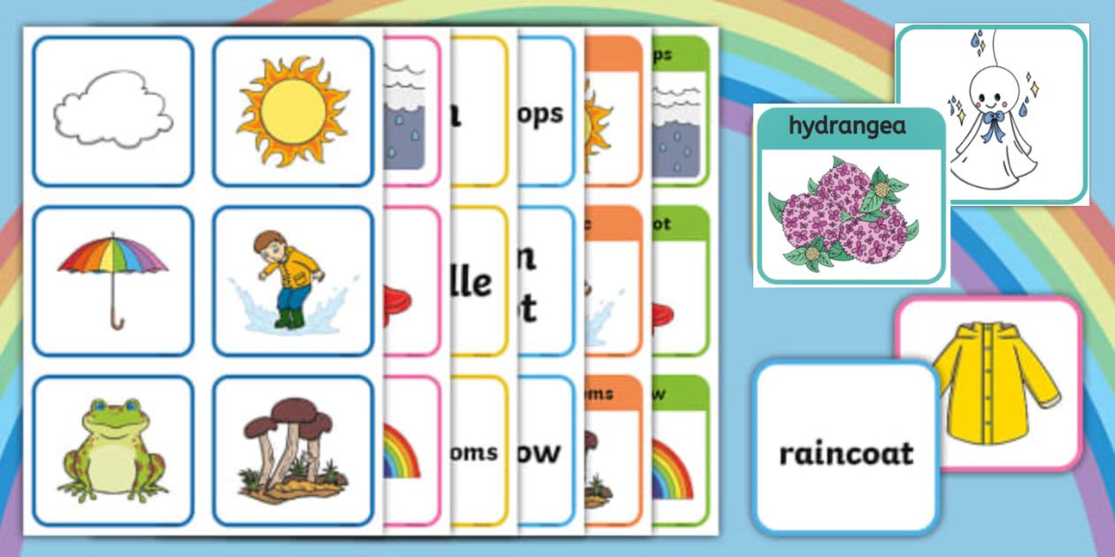 Rainy Day Matching Cards- English (Teacher-Made) - Twinkl