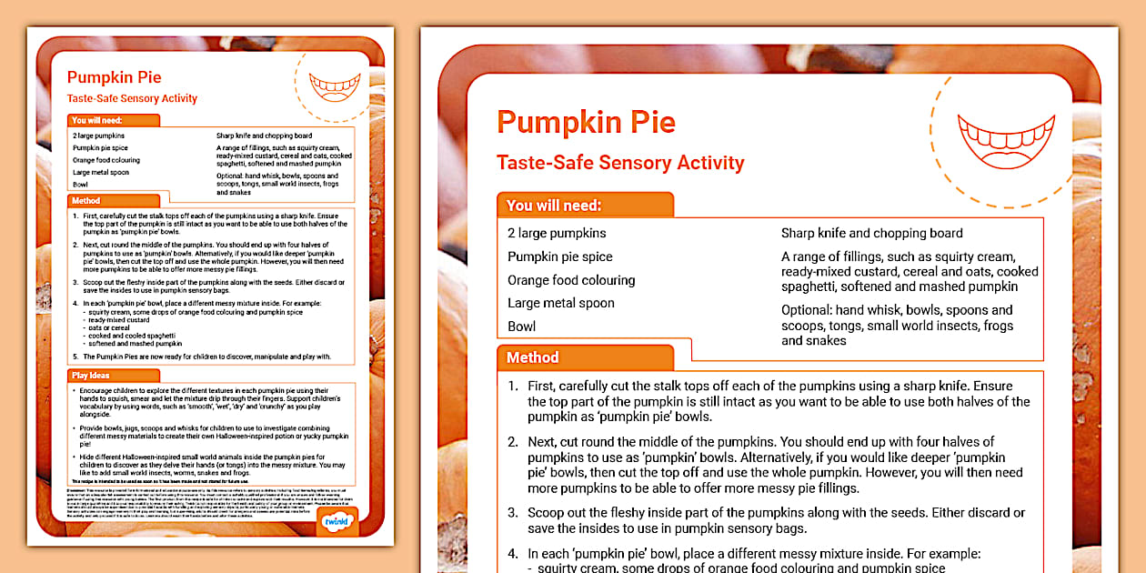 Pumpkin Pie Taste-Safe Sensory Activity | Twinkl - Twinkl