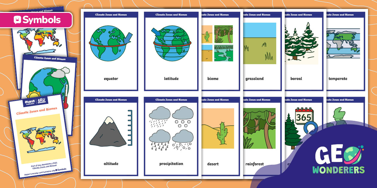 Twinkl Symbols: Climate Zones and Biomes Flashcards
