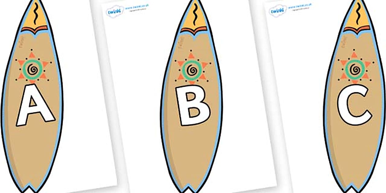 A-Z Alphabet on Surf Boards (teacher made) - Twinkl