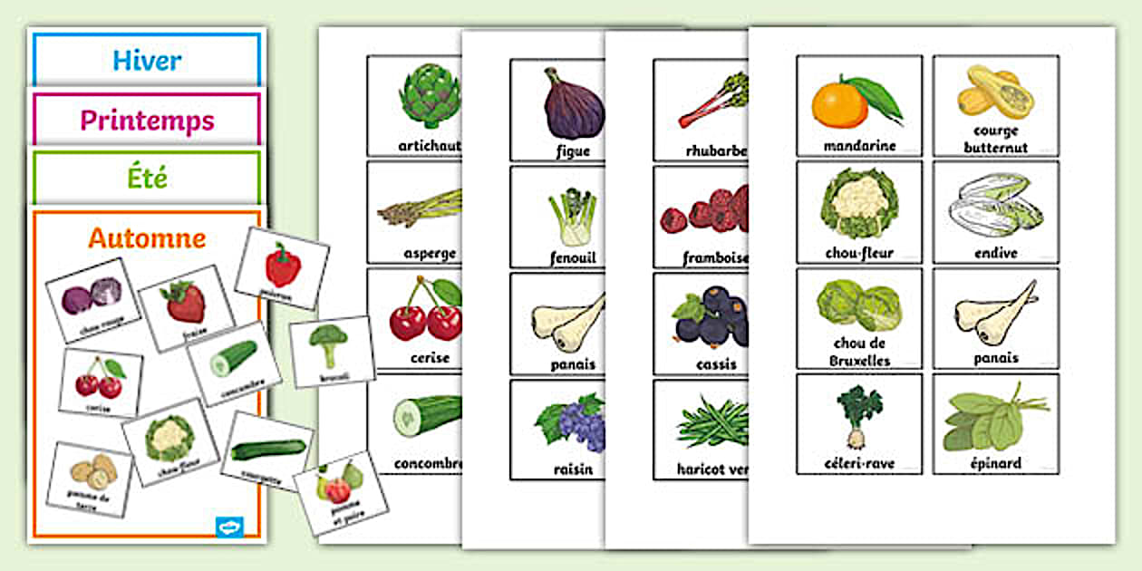 Activité de tri des fruits et légumes de saison - Twinkl