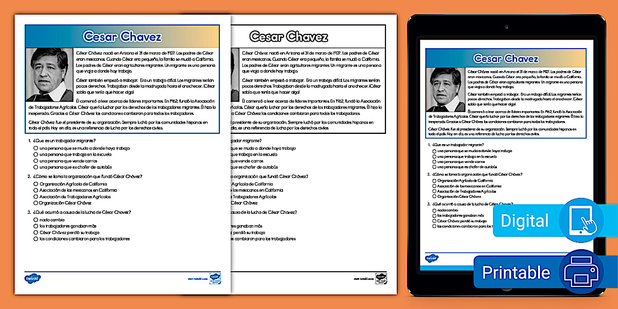 Actividad de pasaje de comprensión de lectura de segundo grado: César ...