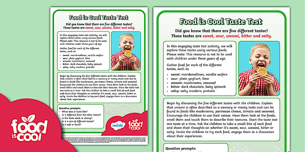 Food is Cool Taste Test Activity (Teacher-Made) - Twinkl