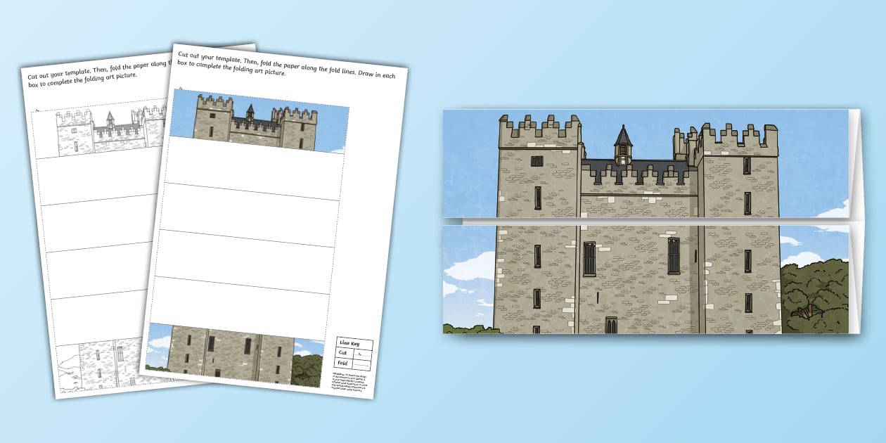 Norman Castles Folding Art Template Twinkl (Teacher-Made)